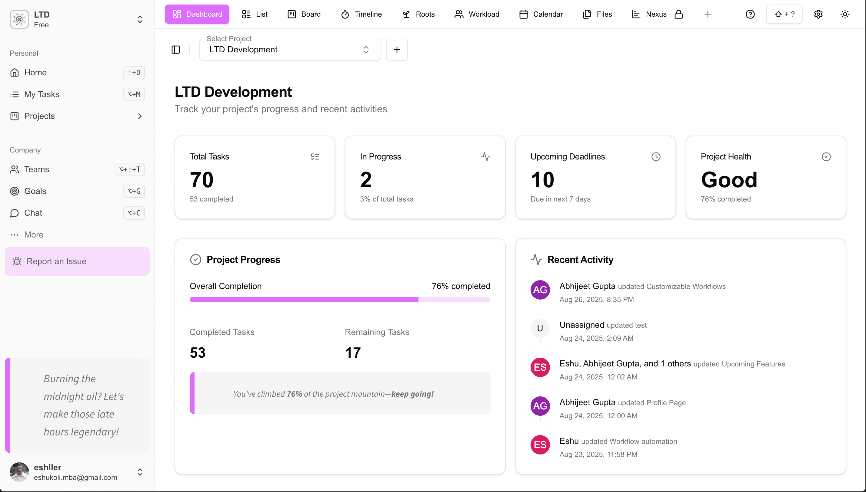 LTD - Live Tracking Dashboard